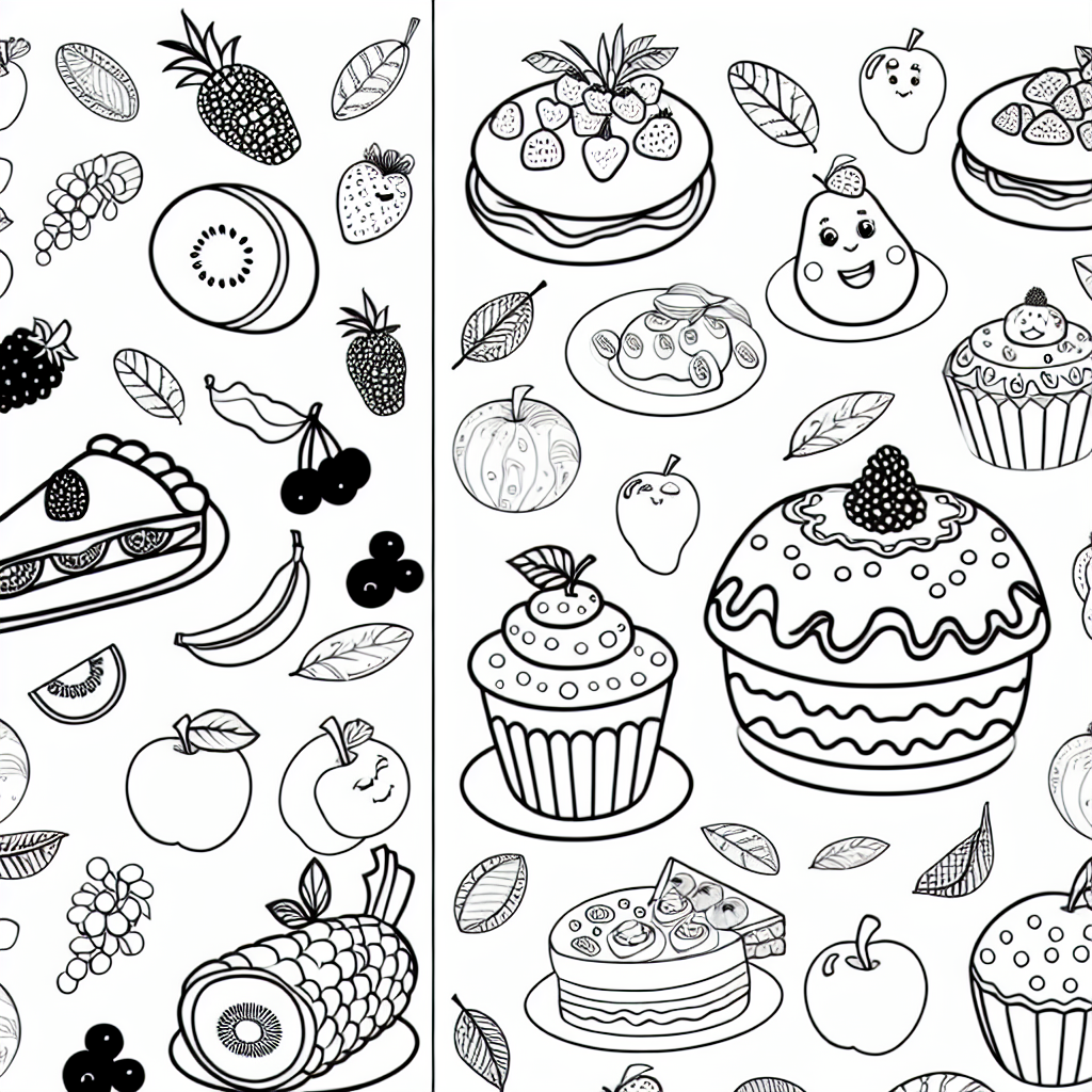ציורים חמודים של אוכל לדף צביעה חינמי להדפסה לילדים - stuffstore.co.il